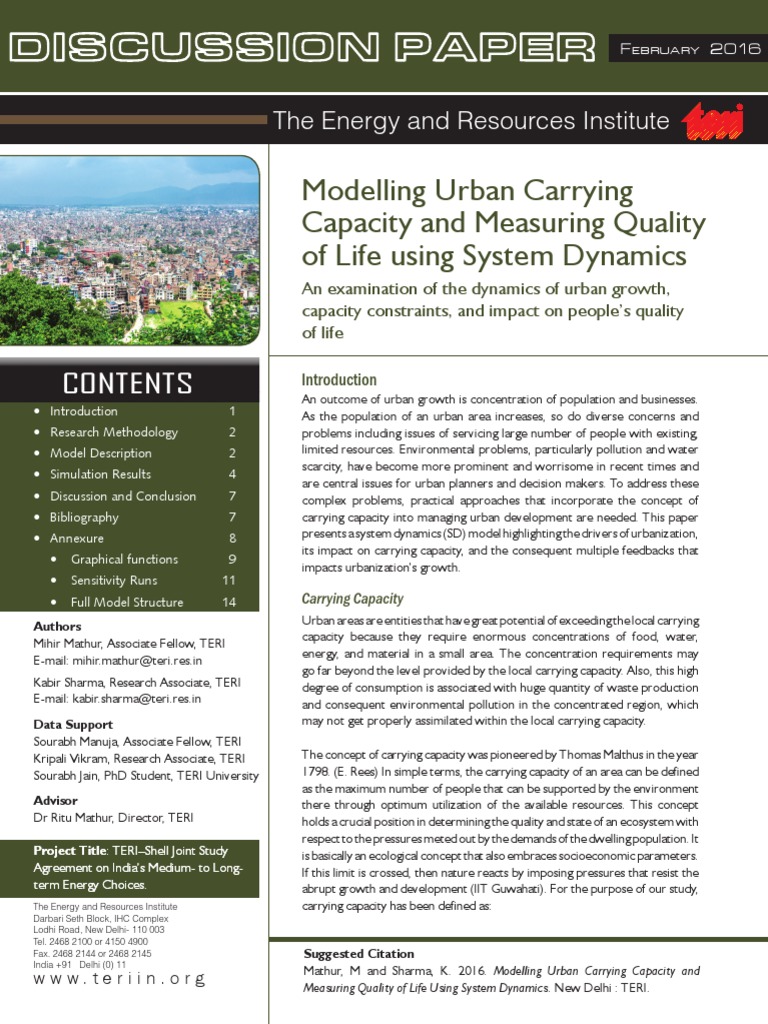 Modelling Urban Carrying Capacity PDF | PDF | Water Resources ...