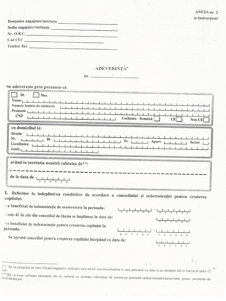 Adeverinta Salariat PT Crestere Copil - Model PDF | PDF
