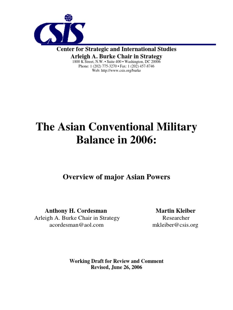 The Asian Conventional Military Balance in 2006 | PDF | Military ...