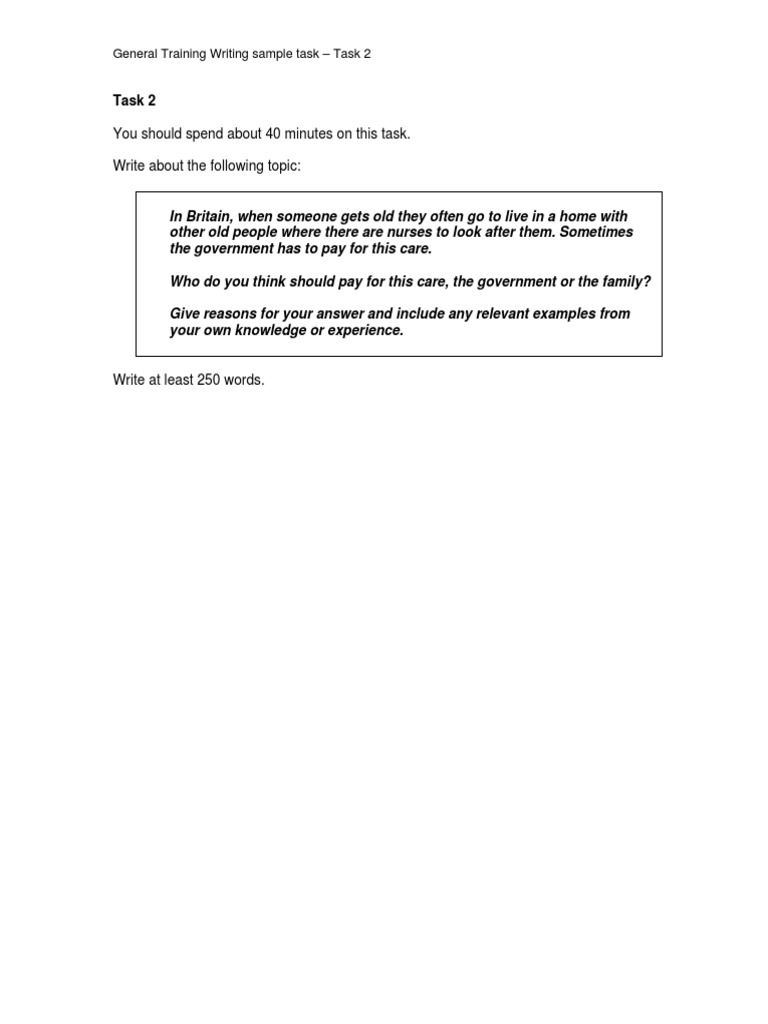 IELTS General Training Writing Practice Test - General Training Writing ...