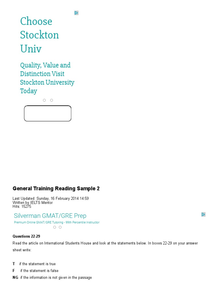 General Training Reading Sample 2 | PDF