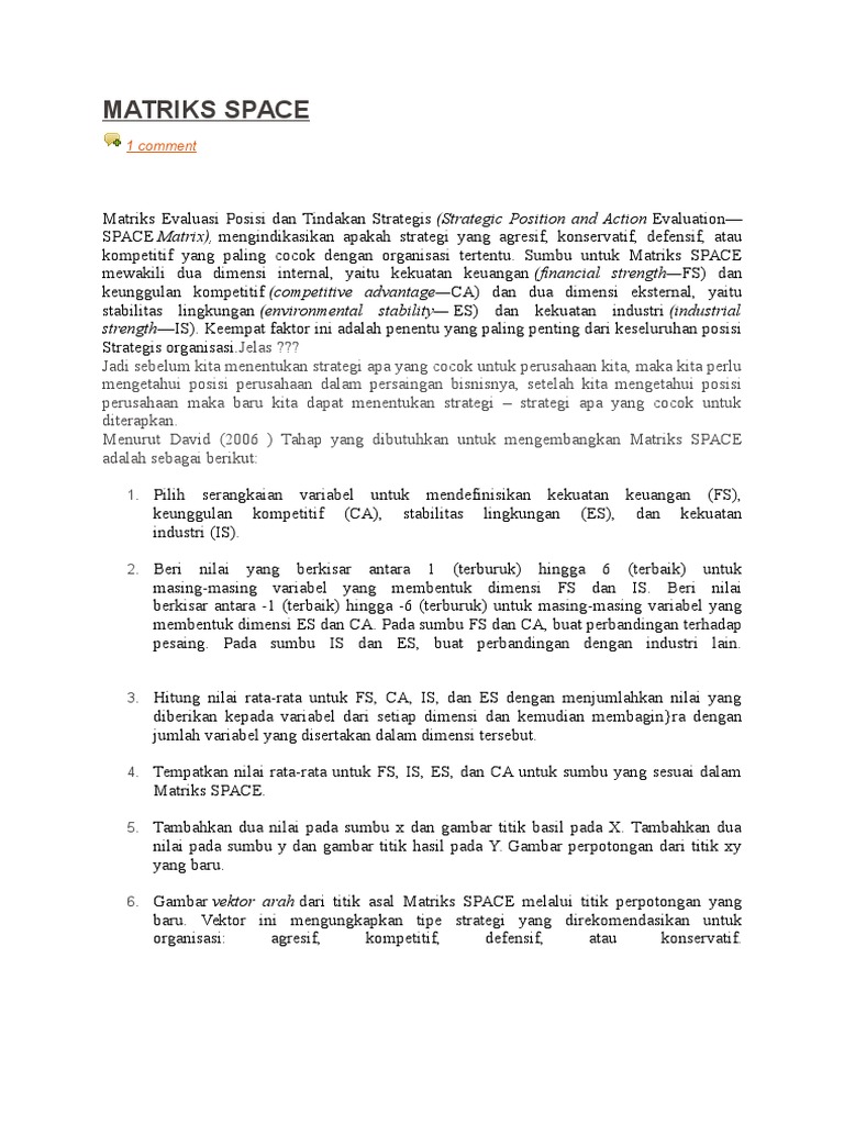 Matriks Space | PDF