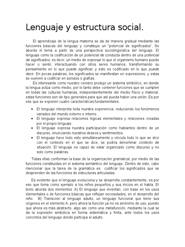 Lenguaje y Estructura Social | PDF | Dialecto | Sociedad