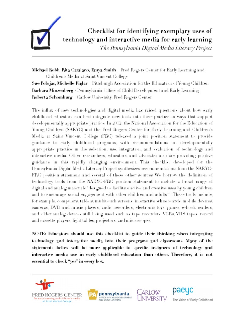 Tech Integration Checklist Resource | PDF | Educational Technology ...