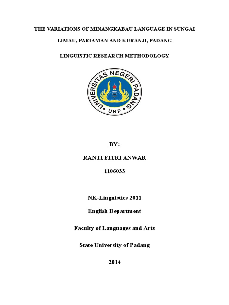 The Variations Of Minangkabau Language In Sungai Limau Pdf Dialectology Linguistics