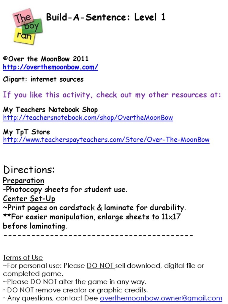 Sentence-Building Level1 | PDF
