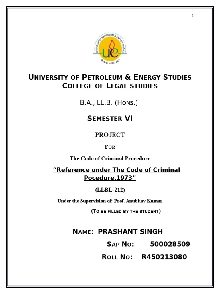 CRPC Project | PDF | Question Of Law | Legal Procedure