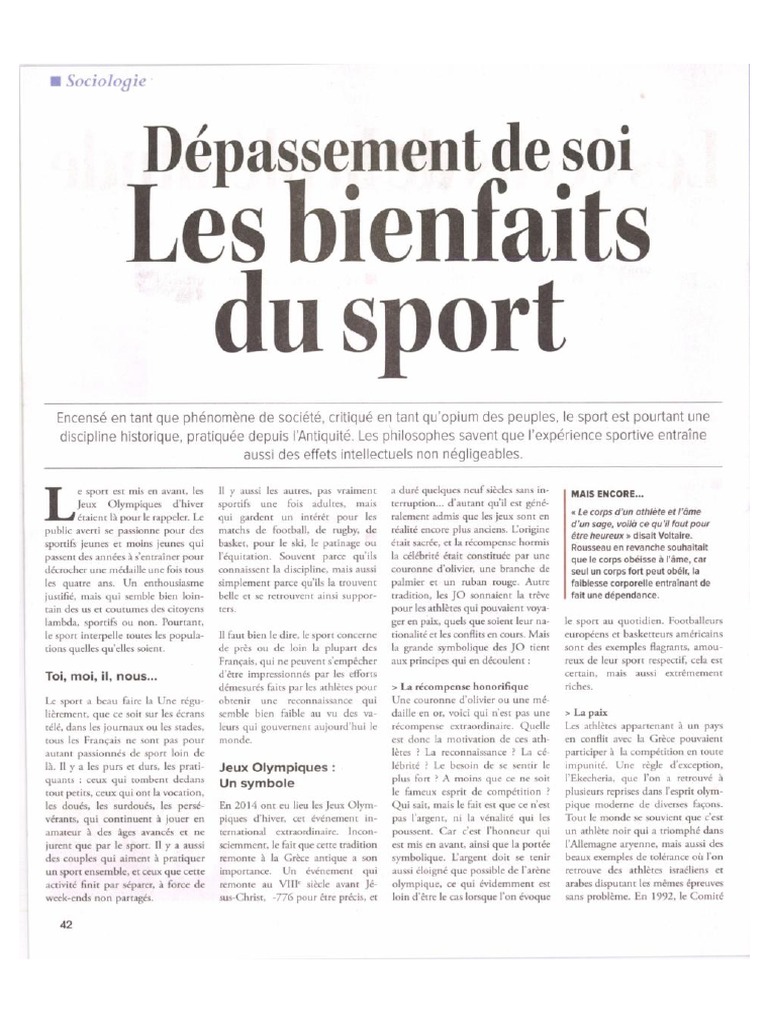 Les Bienfaits Du Sport | PDF