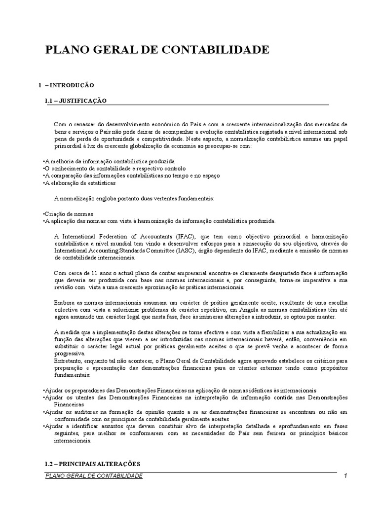 Plano Geral de Contas Angolano Word | PDF | Relatório anual | Contabilidade