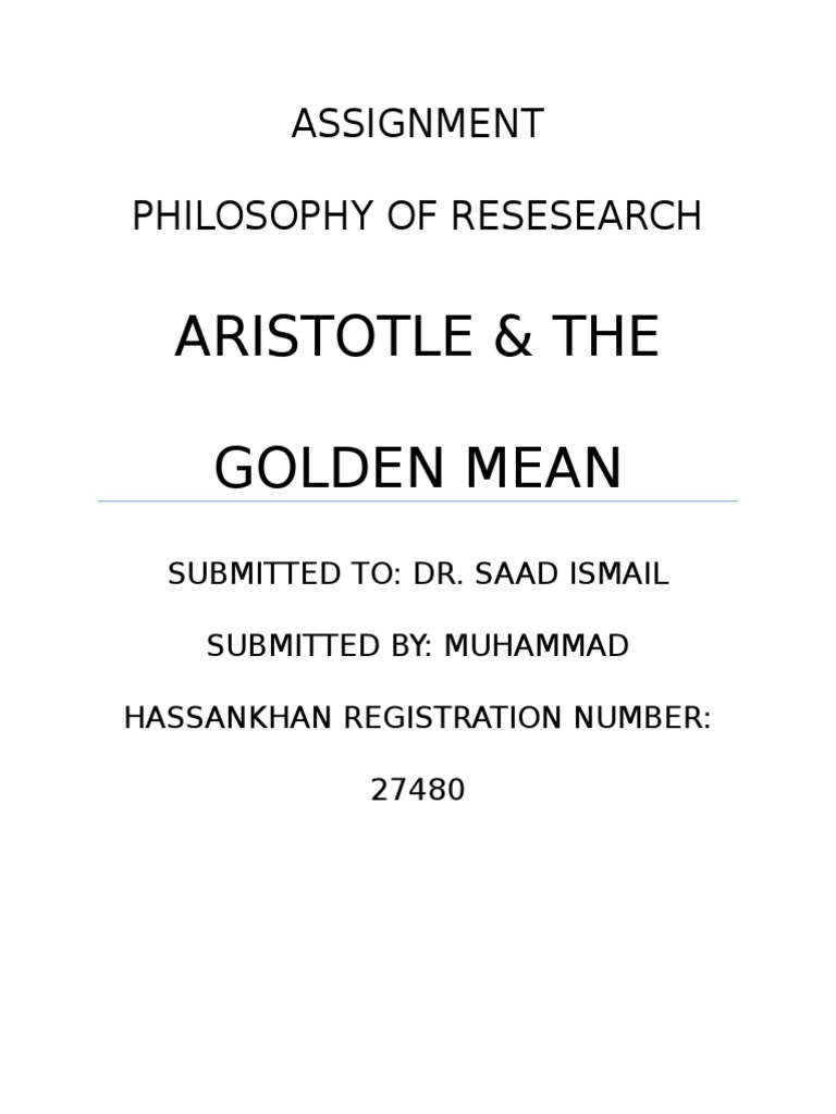 Aristotle and the Golden Mean | Aristotle | Substance Theory
