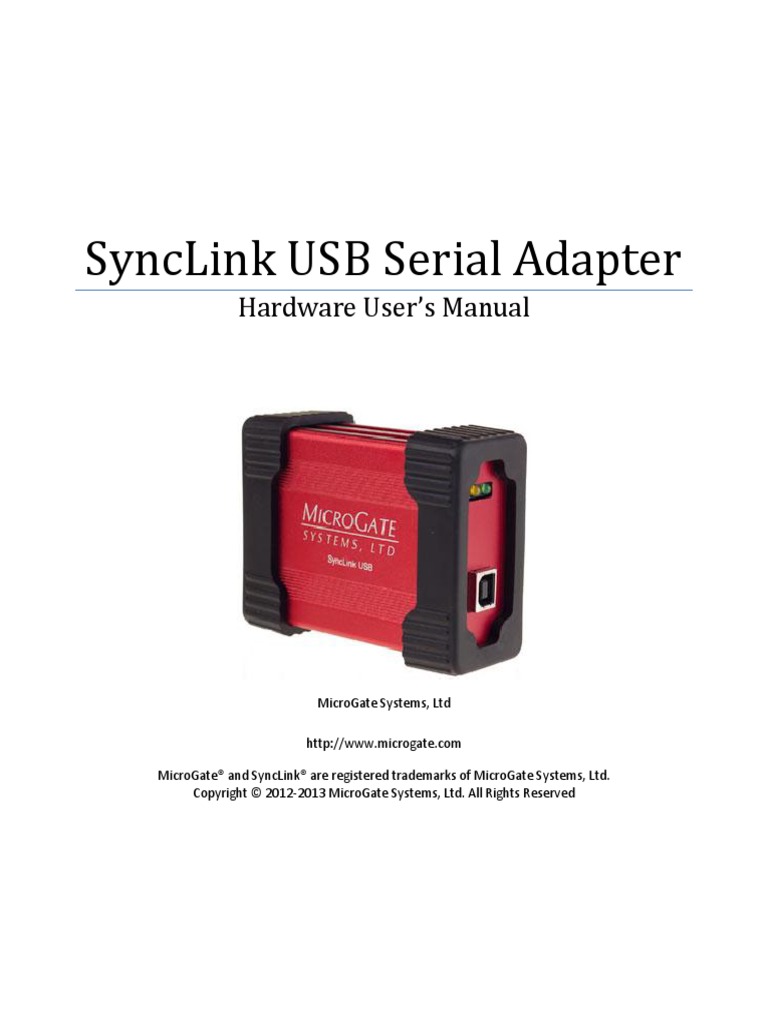 SyncLink USB Serial Adapter User's Manual | PDF | Usb | Physical Layer ...