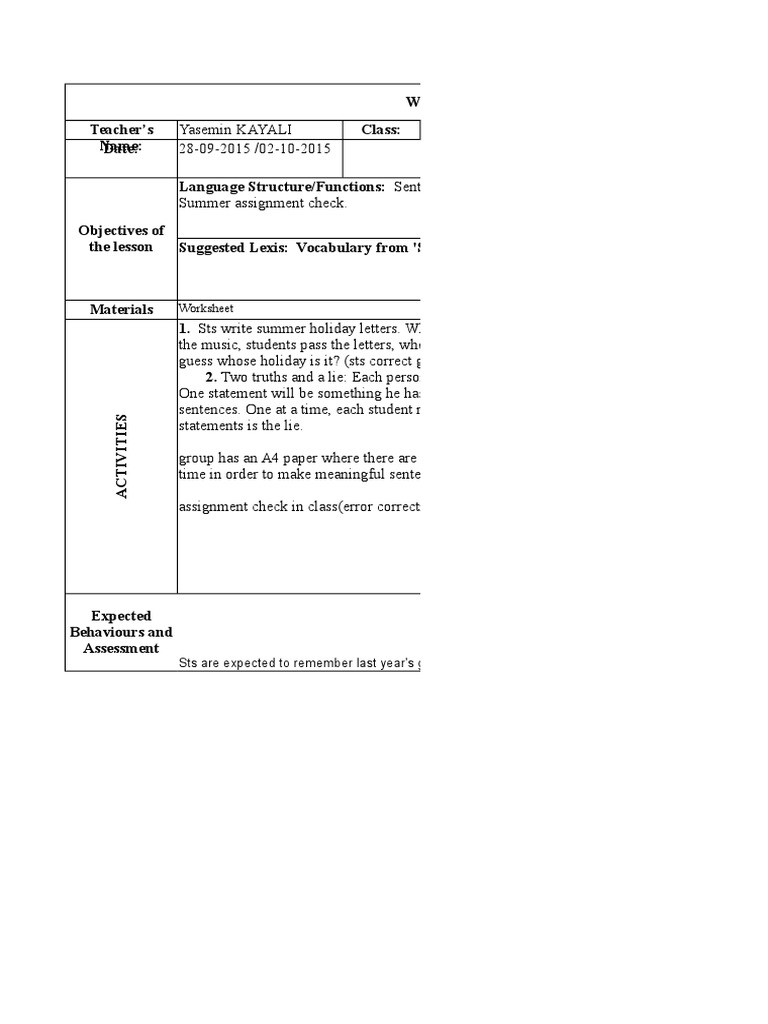 TOEFL Lesson Plan | PDF | Verb | English Language
