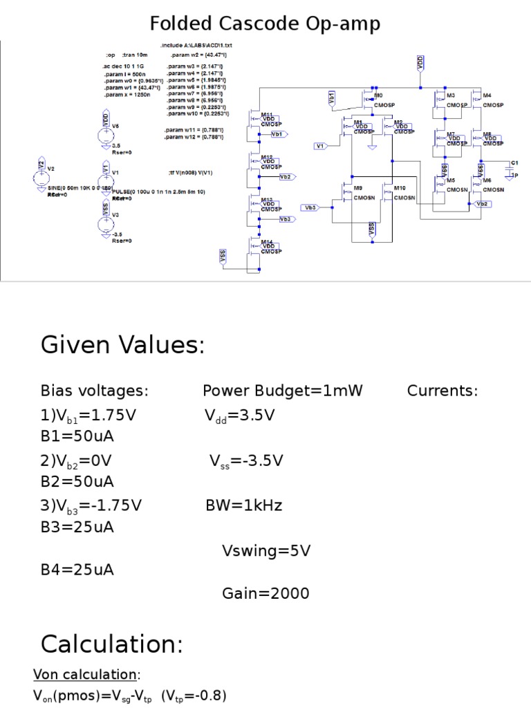 Folded Cascode Op-Amp | PDF