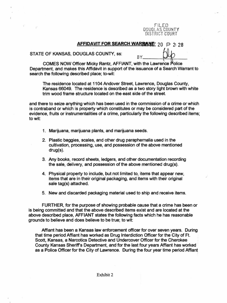Lawrence Police Departments Illegal Search Warrant With Judges ...