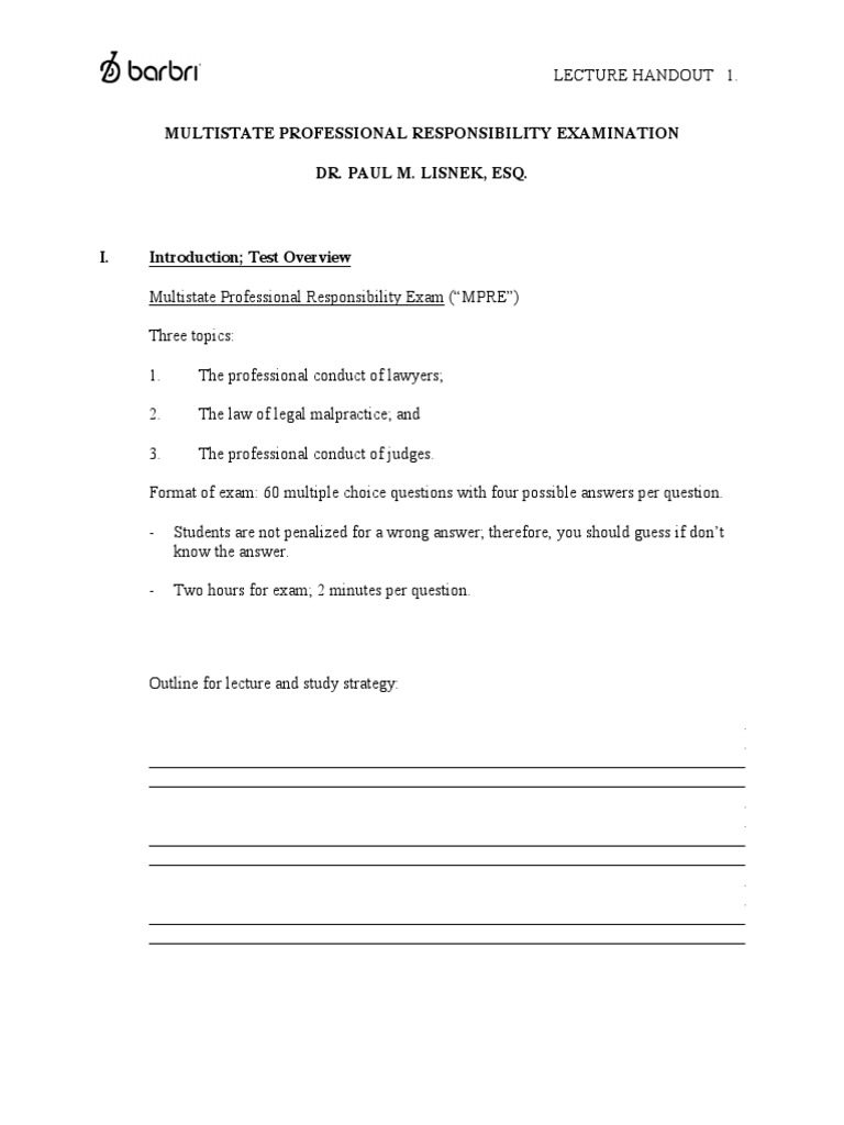 MPRE Outline | PDF | Lawyer | Confidentiality