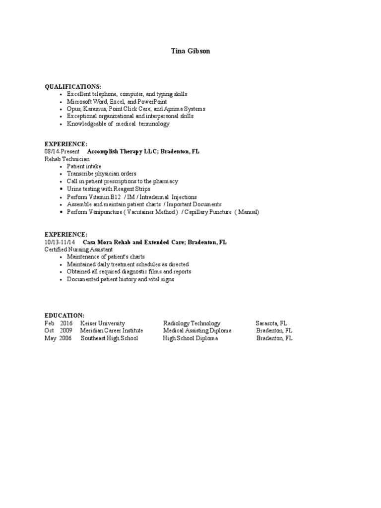 Tina Gibson Resume | PDF