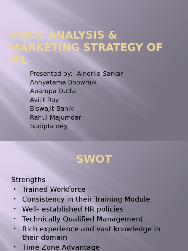 SWOT Analysis & Marketing Strategy of ITL | PDF