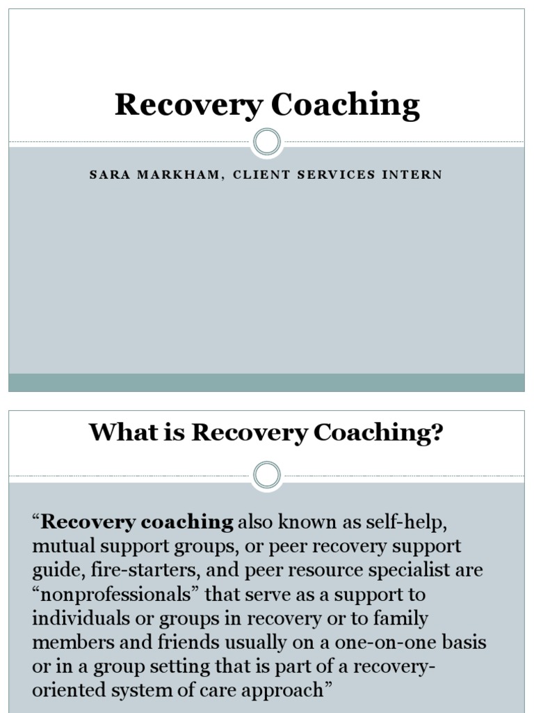 Recovery Coaching | PDF | Recovery Approach | Drug Rehabilitation