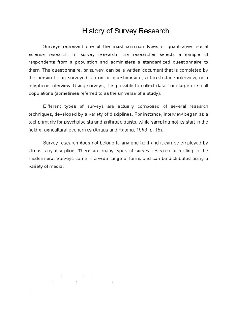 History of Survey Research 1 | PDF | Survey Methodology | Sampling ...