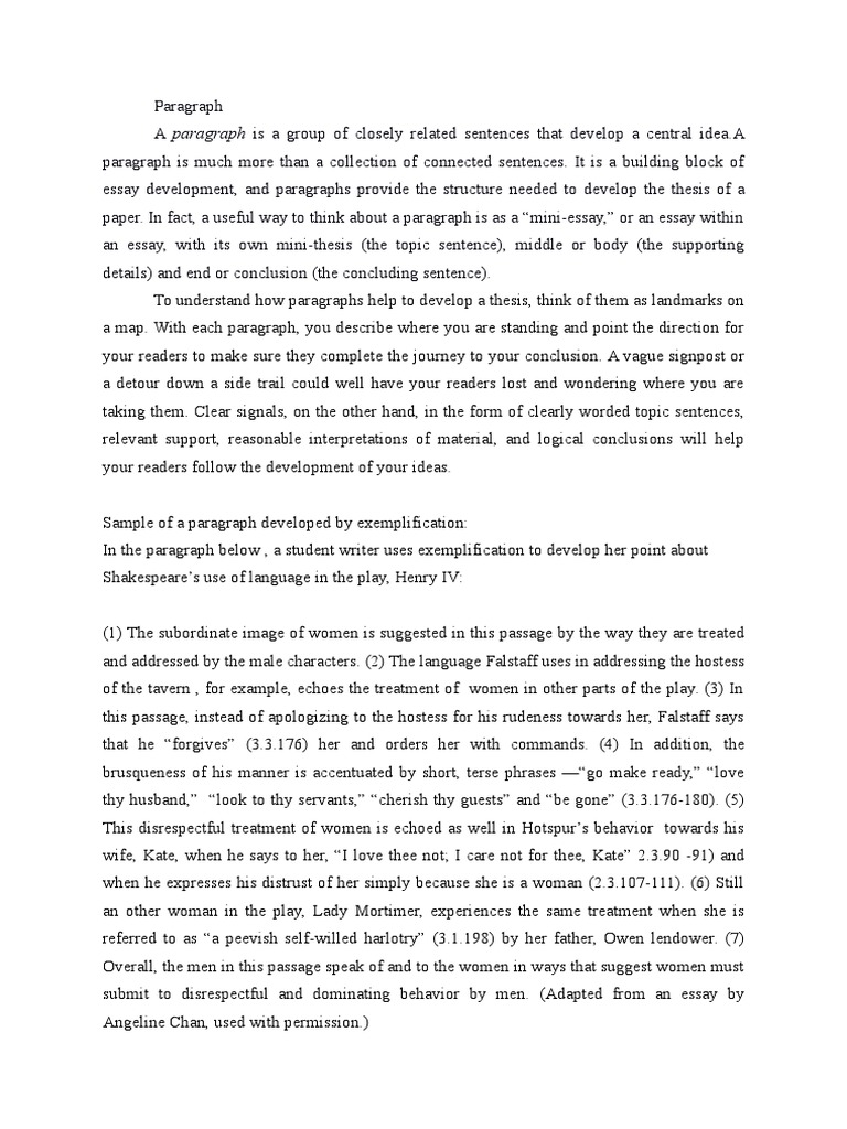 Exemplification | Paragraph | Falstaff