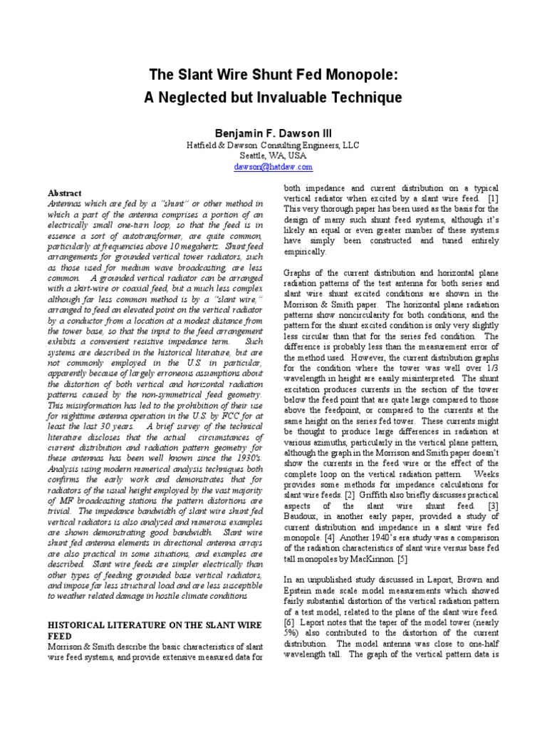 Dawson Slant Wire Shunt Fed IEEE BTS 2010 | PDF | Antenna (Radio ...