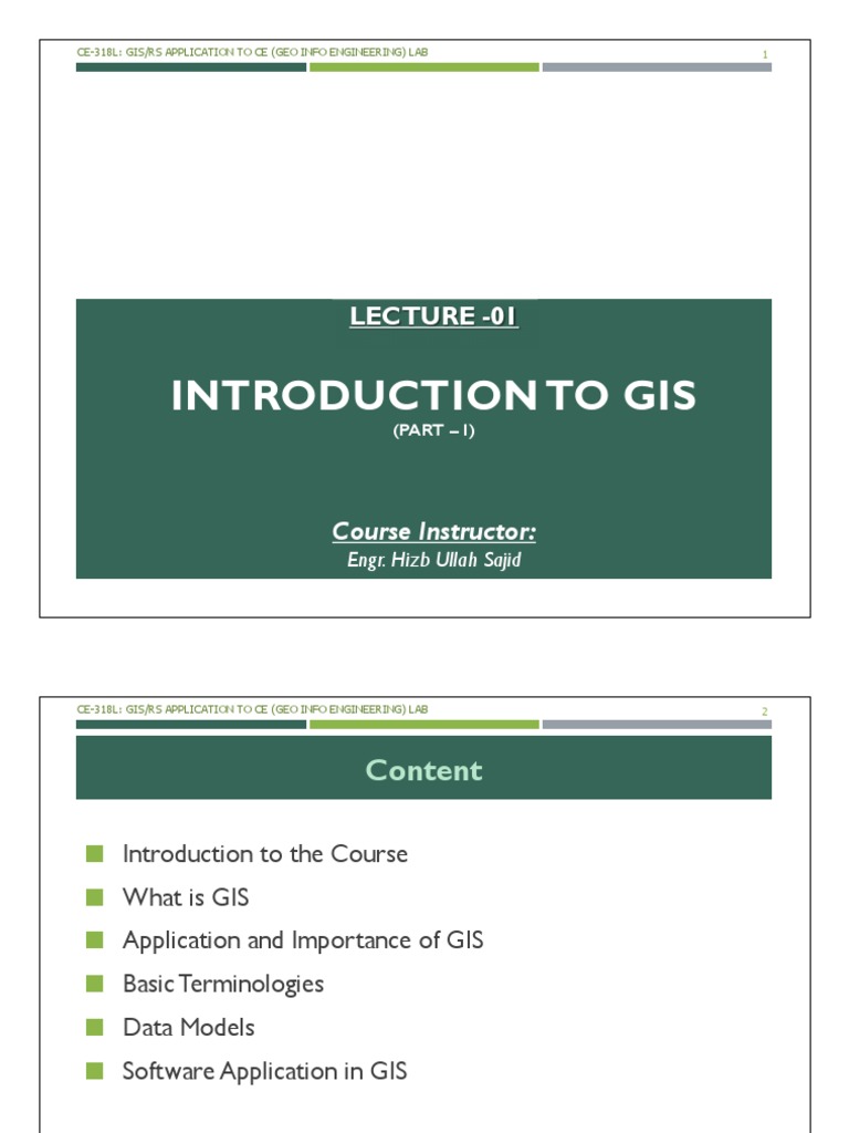Lecture 01 - Introduction To GIS (Part - I) | PDF | Geographic Information System | Arc Gis