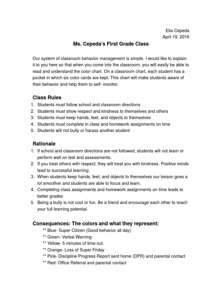 Comprehensive Classroom Management Plan | PDF | Homework | Classroom