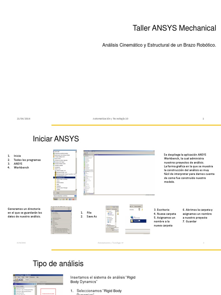 Tutorial Taller ANSYS Mechanical | PDF | Point and Click | Ventana ...