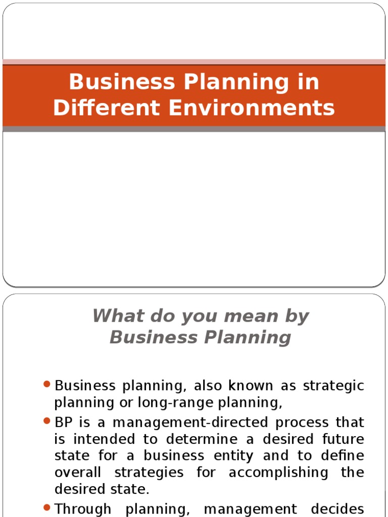 Business Planning in Different Environments | PDF | Strategic ...