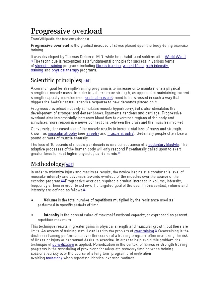Progressive Overload | PDF | Physical Exercise | Clinical Medicine