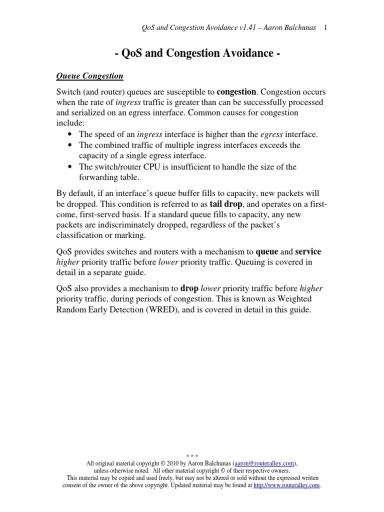 Qos and Congestion Avoidance | PDF | Network Congestion | Transmission ...