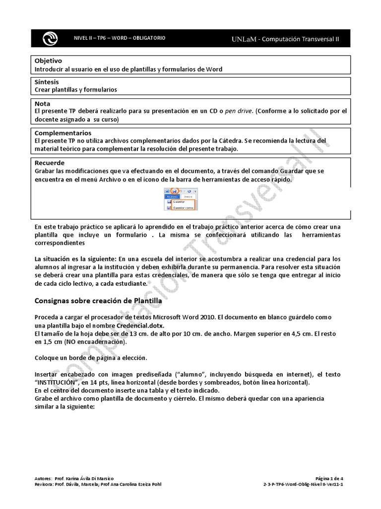 2 3 P TP6 Word Oblig Nivel II Ver11 1 | PDF | Microsoft Word | Archivo de computadora