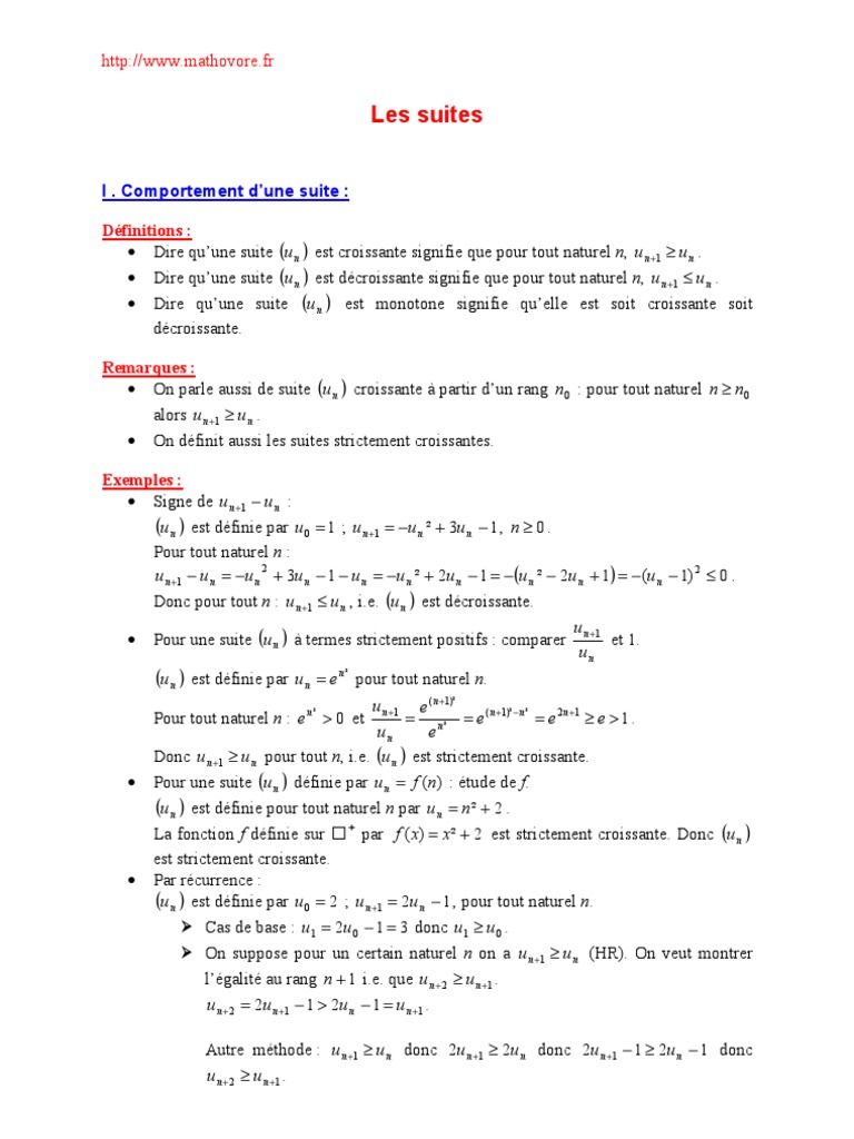 Les Suites | PDF | Séquence | Fonction monotone
