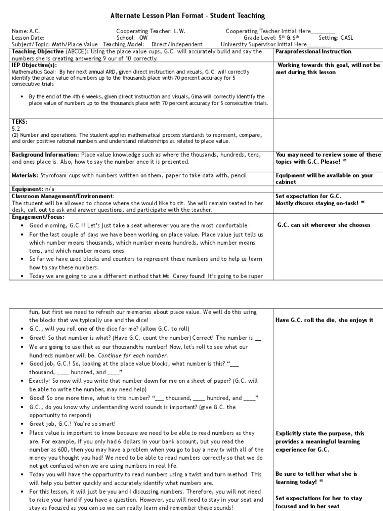 Paraeducator Plan | PDF | Lesson Plan | Special Education