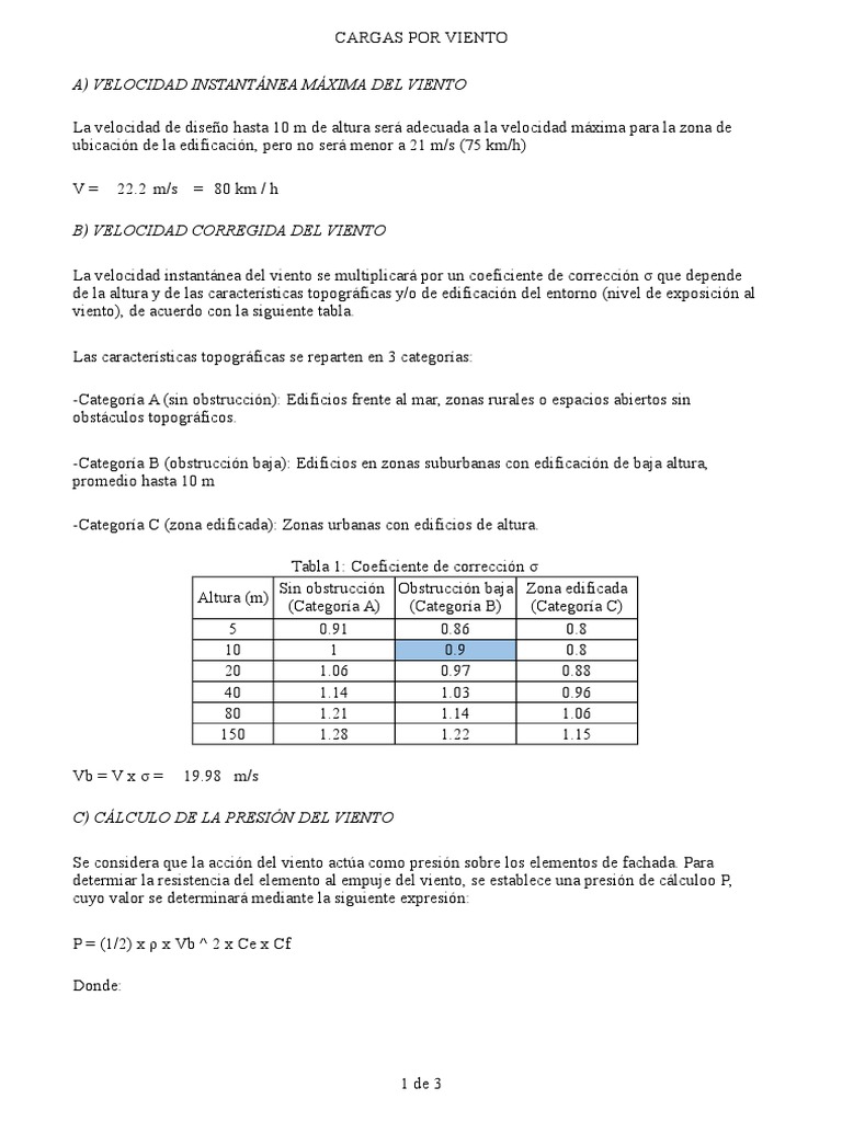 Carga de Viento (Prediseño) | PDF | Velocidad del viento | Barlovento y sotavento