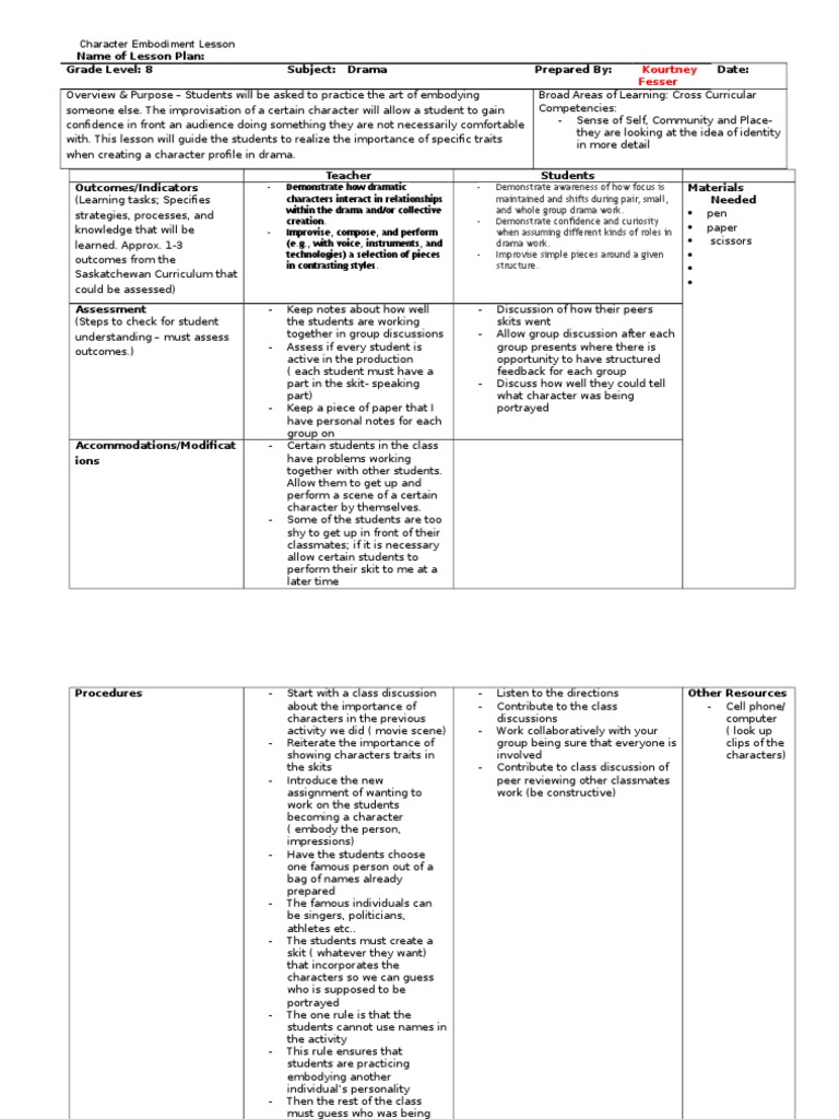 Character Embodiment Techniques for Drama | PDF | Educational ...