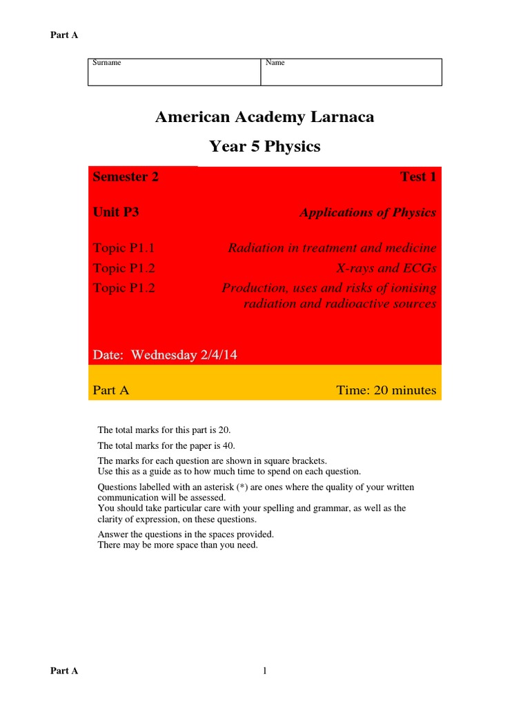 Edexcel GCSE Physics 2011 Topics P3.2 and P3.3 Test 13 - 14 With Mark ...