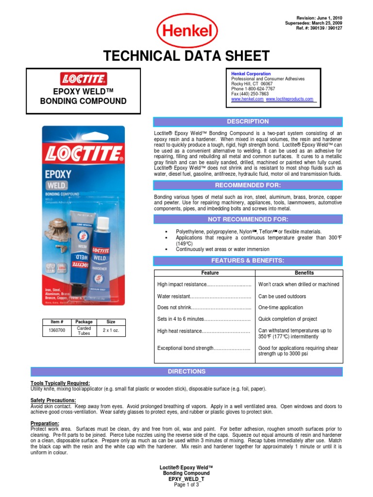 Loctite EPXY WELD T Tds | Epoxy | Adhesive