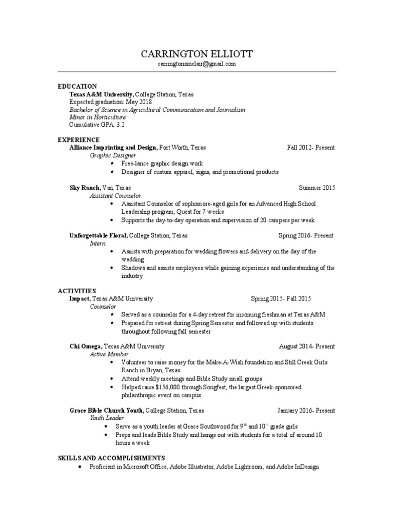 Carrington Elliott's Resume Overview | PDF