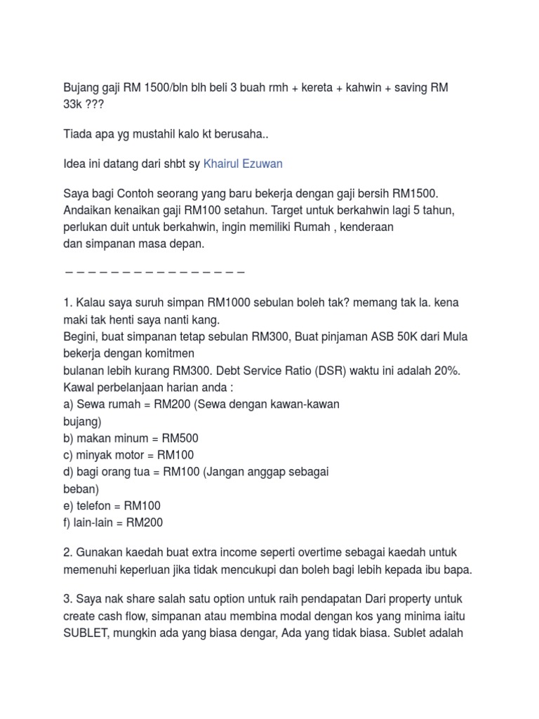Bujang Gaji RM 1500 | PDF