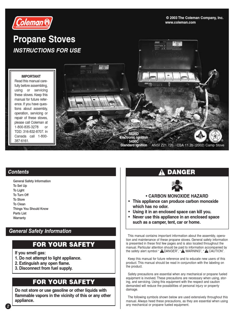 Coleman Stove Models 5430c and 5435d | PDF | Ventilation (Architecture ...