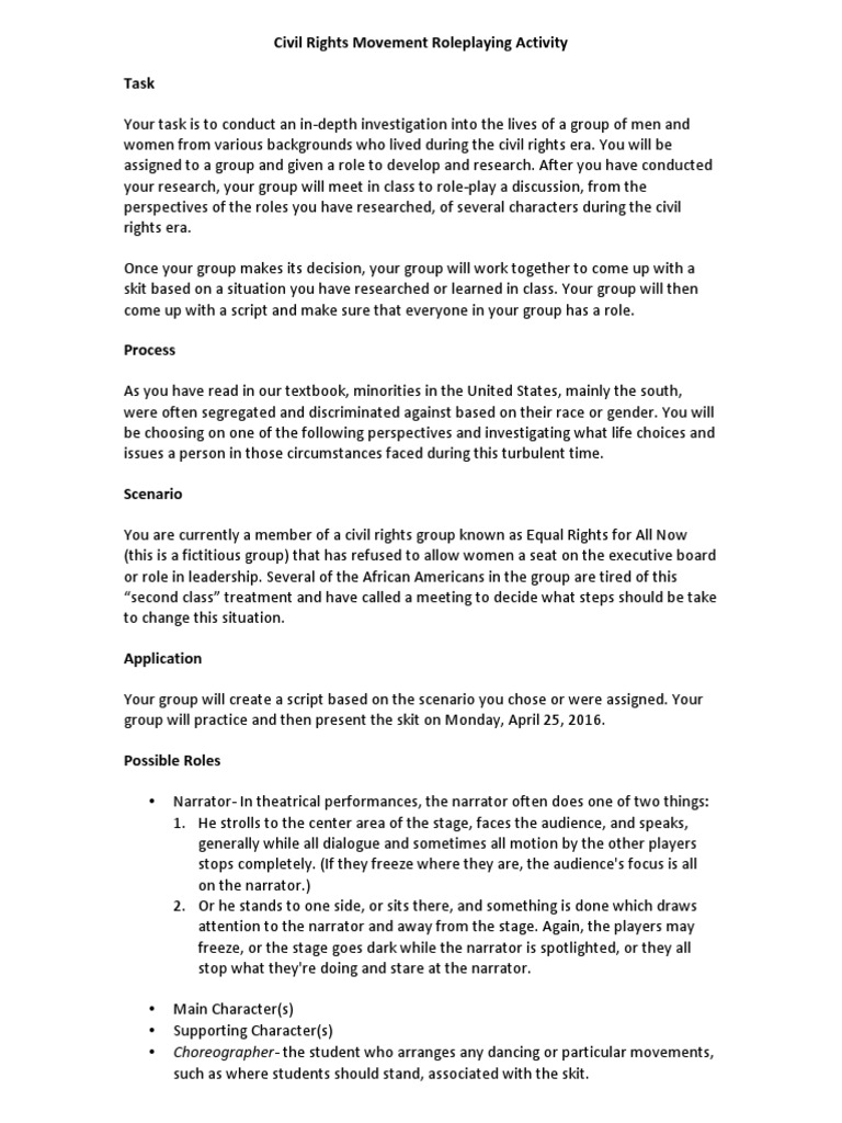 Civil Rights Roleplay Workshop | PDF