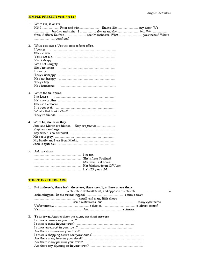 SIMPLE PRESENT Verb "To Be" PDF | PDF