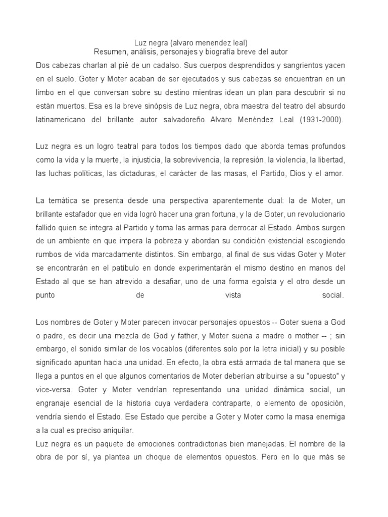 Luz Negra: Análisis y Personajes | PDF | Humor | Amor