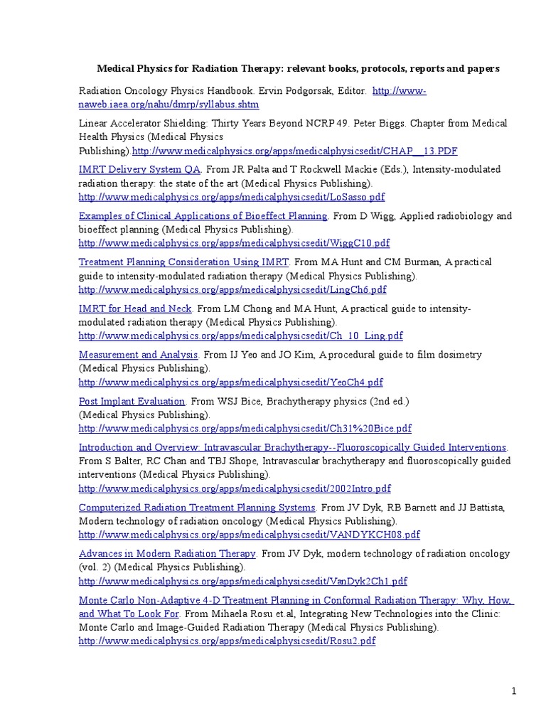 Radiation Therapy Medical Physics Resources | PDF | Radiation Therapy ...