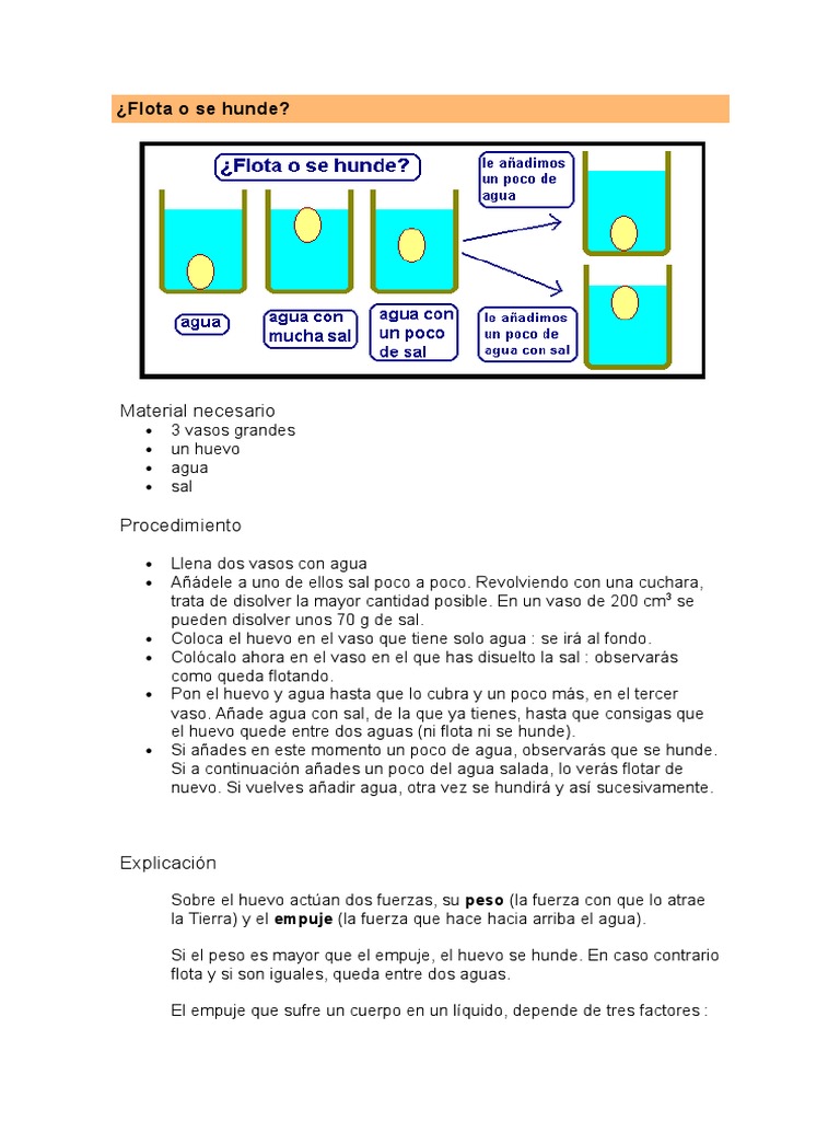 Flota o Se Hunde Experimentos | PDF