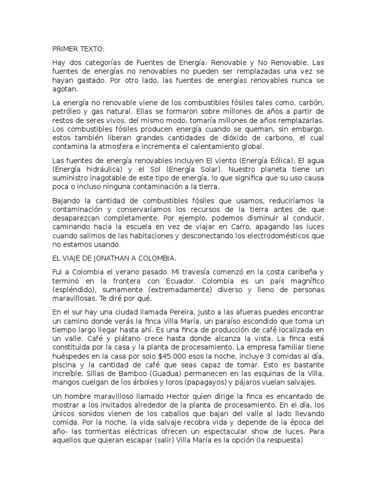 Fuentes de Energía y Viaje a Colombia | PDF | Tecnología energética ...