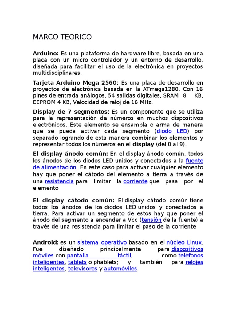 Marco Teorico Proyecto Arduino | PDF