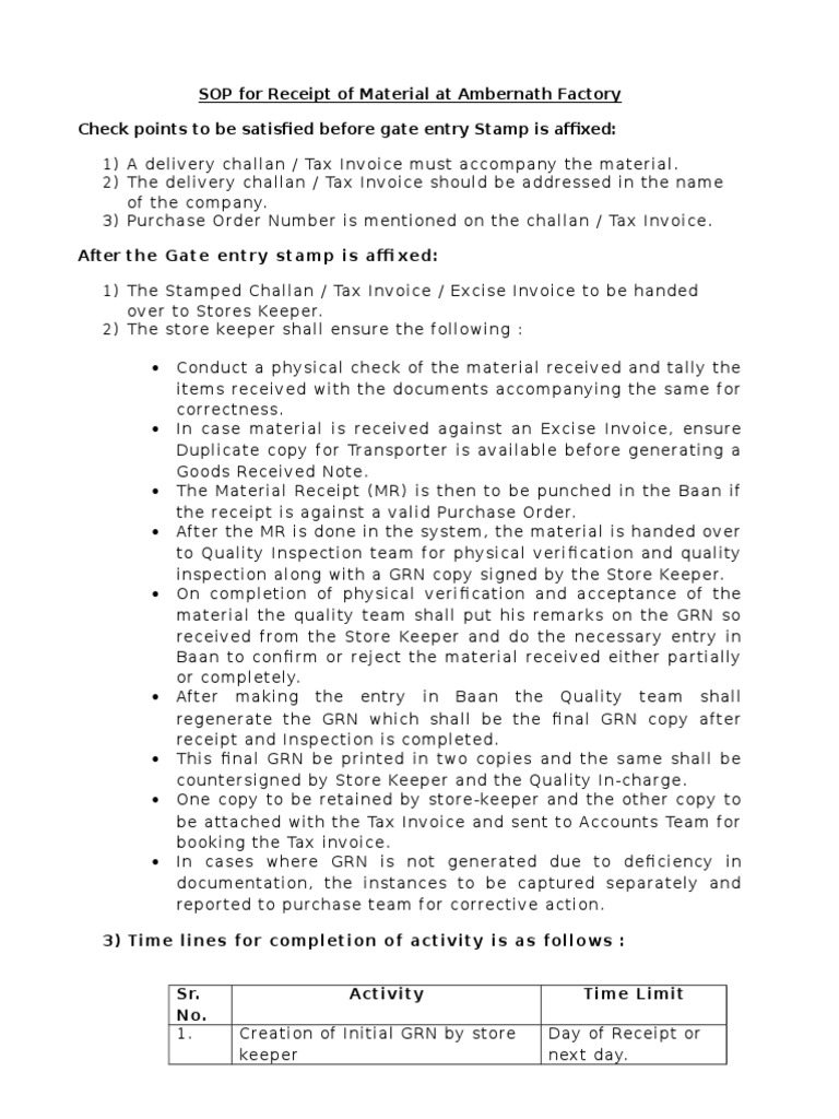 SOP for Material Inward_Inspection_Accounting