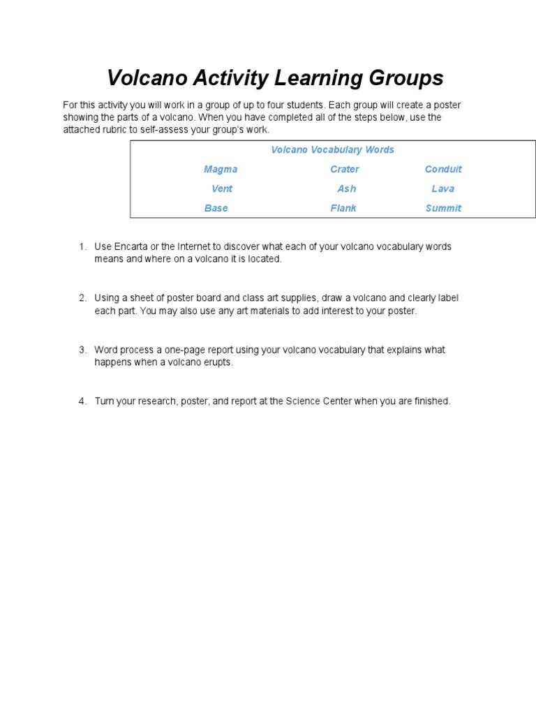 Volcano Activity Group Project Guide | PDF